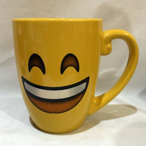 Dining | Pottery Mug Smiley Face Emoji Yellow Coffee Mug Be Happy ...